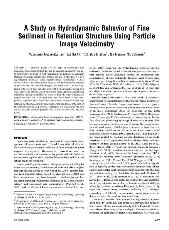 (PDF) A Study on Hydrodynamic Behavior of Fine Sediment in Retention Structure Using Particle ...