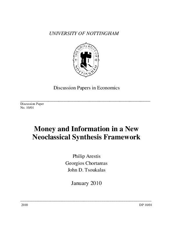 (PDF) Money and Information in a New Neoclassical Synthesis Framework