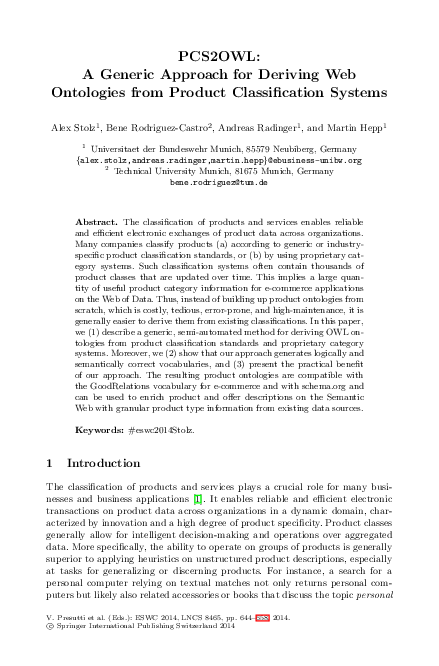 (PDF) PCS2OWL: A Generic Approach for Deriving Web Ontologies from Product Classification Systems