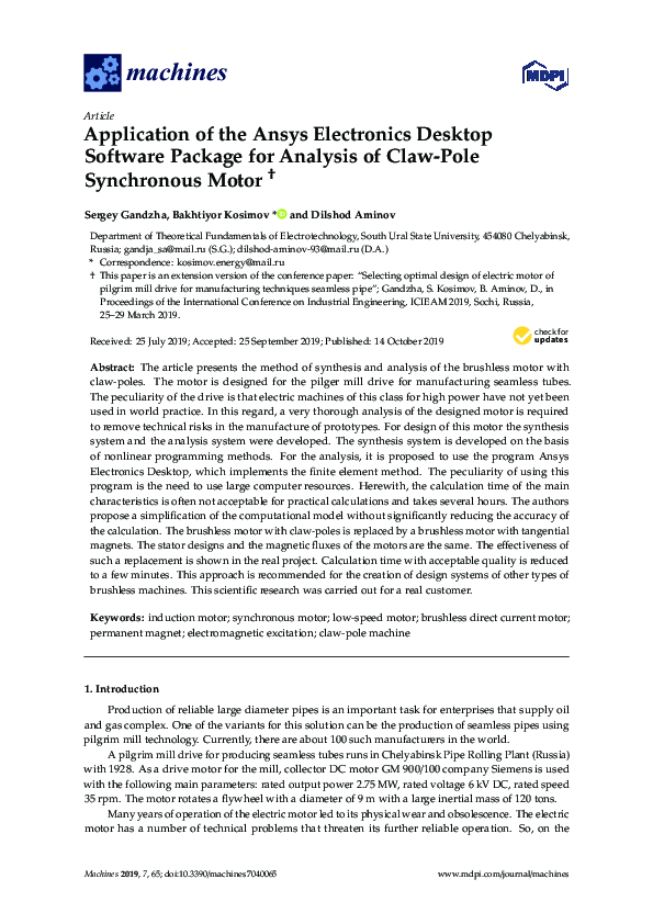 (PDF) Application of the Ansys Electronics Desktop Software Package for ...