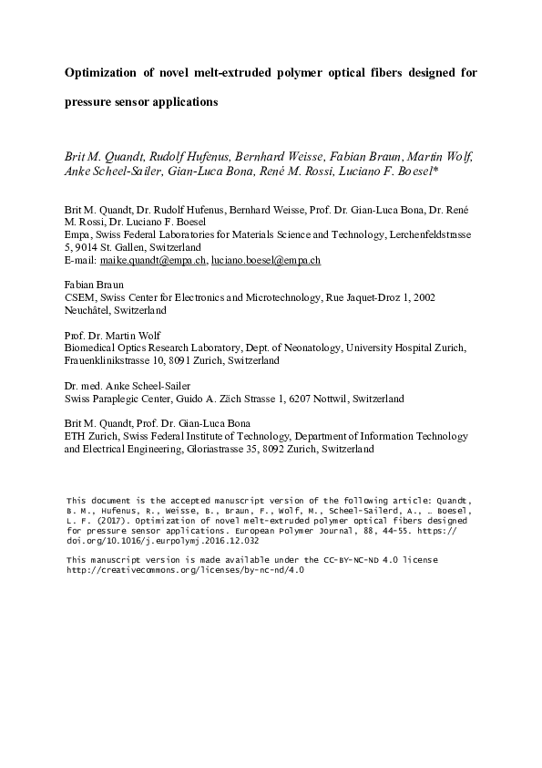 (PDF) Optimization of novel melt-extruded polymer optical fibers designed for pressure sensor ...