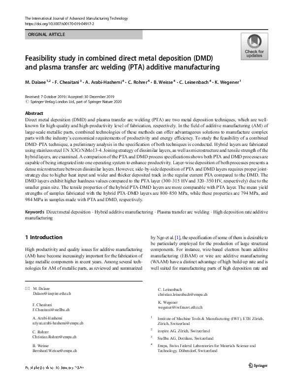 (PDF) Feasibility study in combined direct metal deposition (DMD) and plasma transfer arc ...