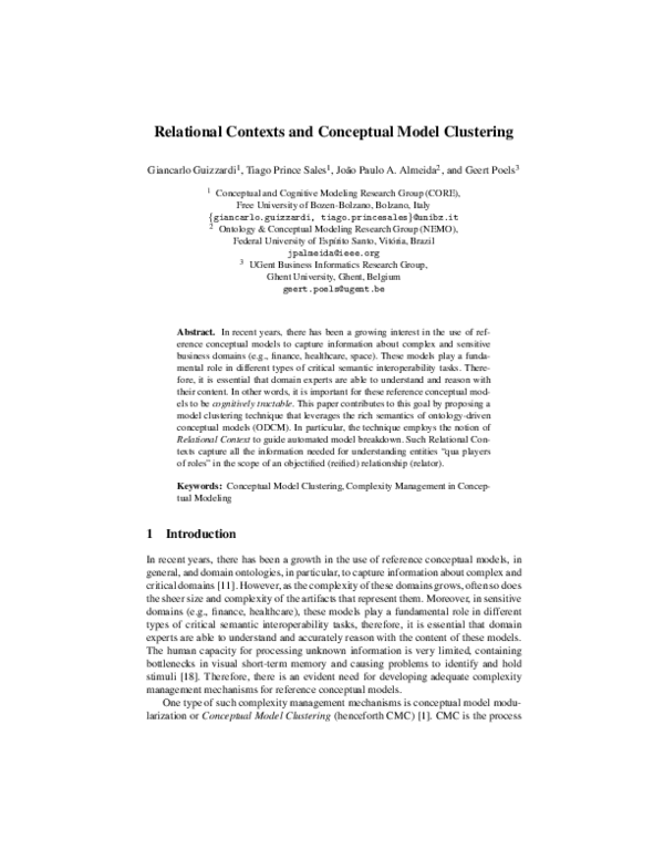 (PDF) Relational Contexts and Conceptual Model Clustering