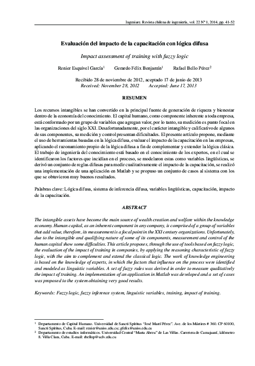 (PDF) Evaluación del impacto de la capacitación con lógica difusa