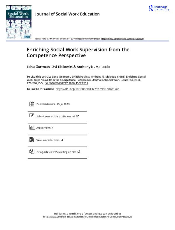 (PDF) Enriching Social Work Supervision From the Competence Perspective