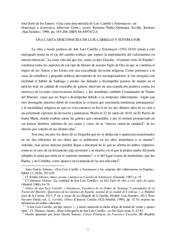 (PDF) Una carta desconocida de Luis Carrillo y Sotomayor
