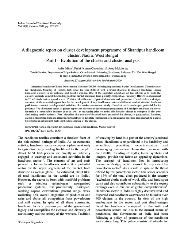(PDF) A diagnostic report on cluster development programme of Shantipur ...
