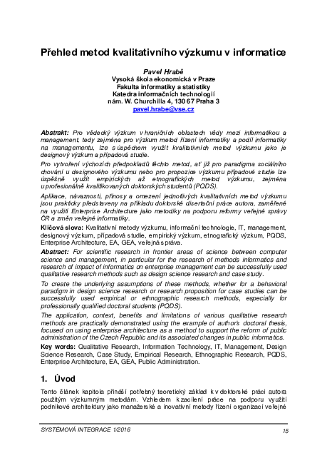 (PDF) Přehled metod kvalitativního výzkumu v informatice