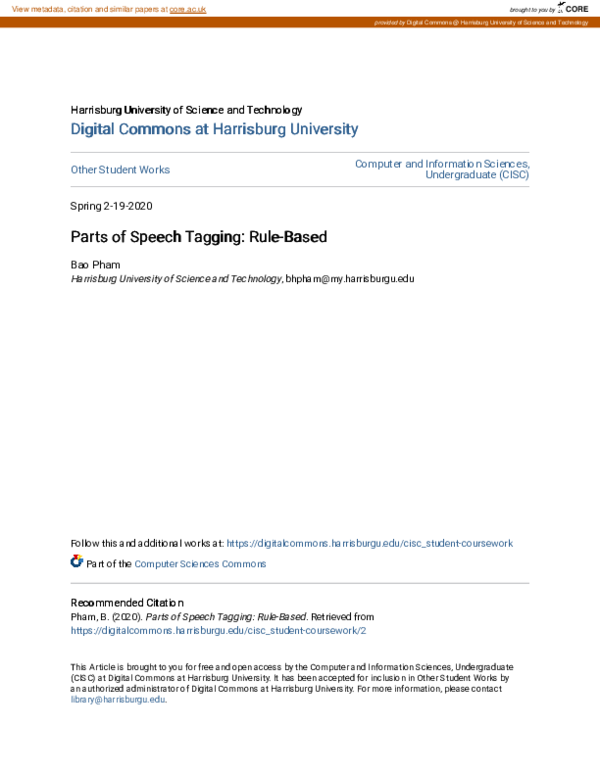 (PDF) Parts of Speech Tagging: Rule-Based