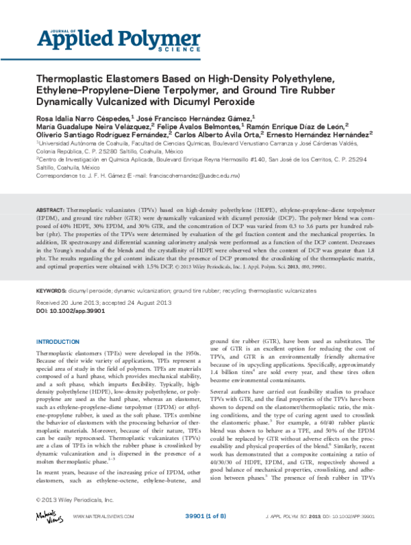 (PDF) Thermoplastic elastomers based on high-density polyethylene ...