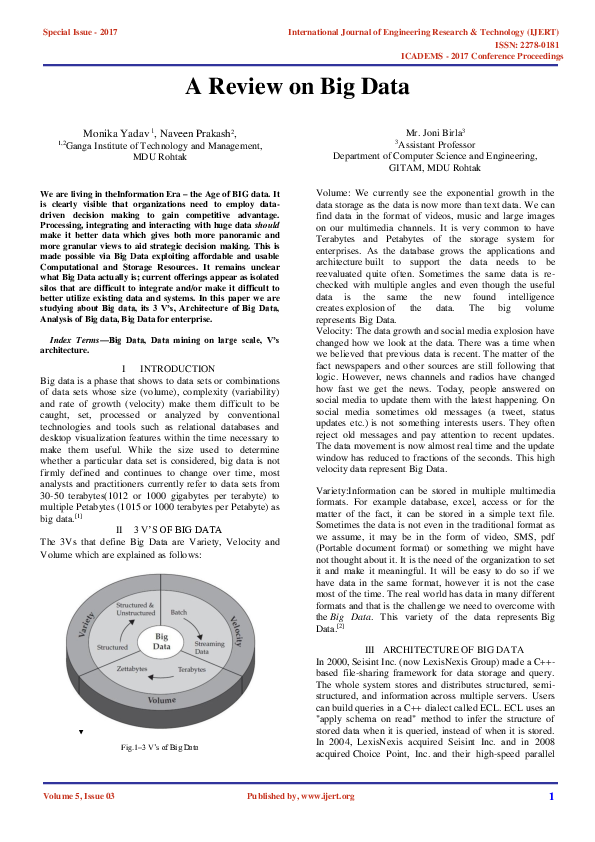 (PDF) A Review on Big Data