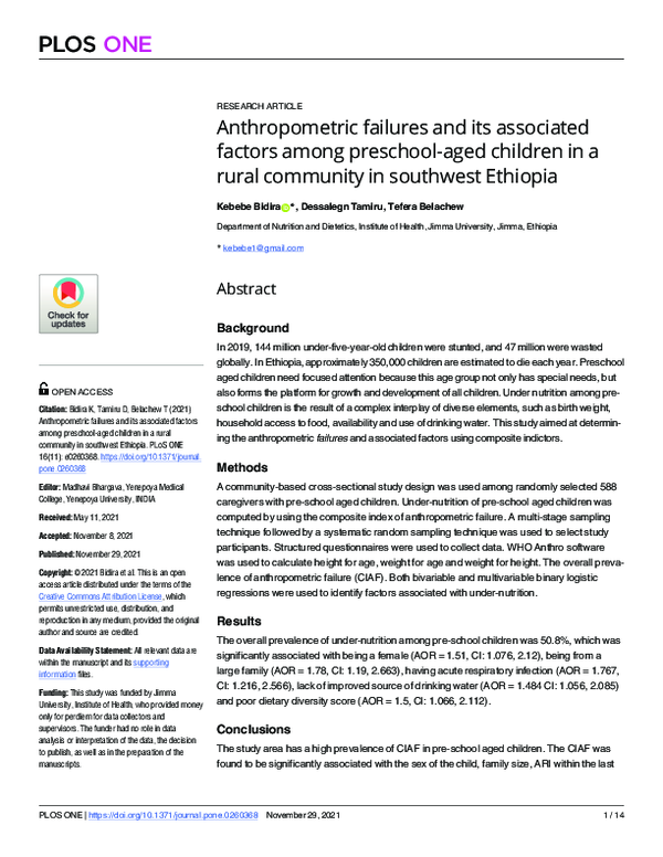 (PDF) Anthropometric failures and its associated factors among ...