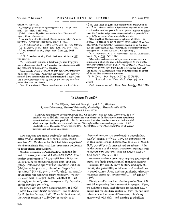 (PDF) Is Charm Found?