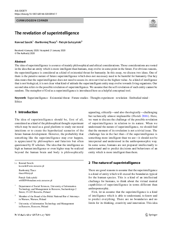(PDF) The revelation of superintelligence