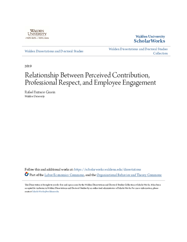 (PDF) Relationship Between Perceived Contribution, Professional Respect ...