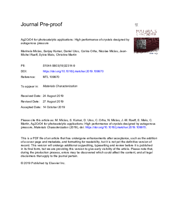 (PDF) Ag2CrO4 for photocatalytic applications: High performance of ...