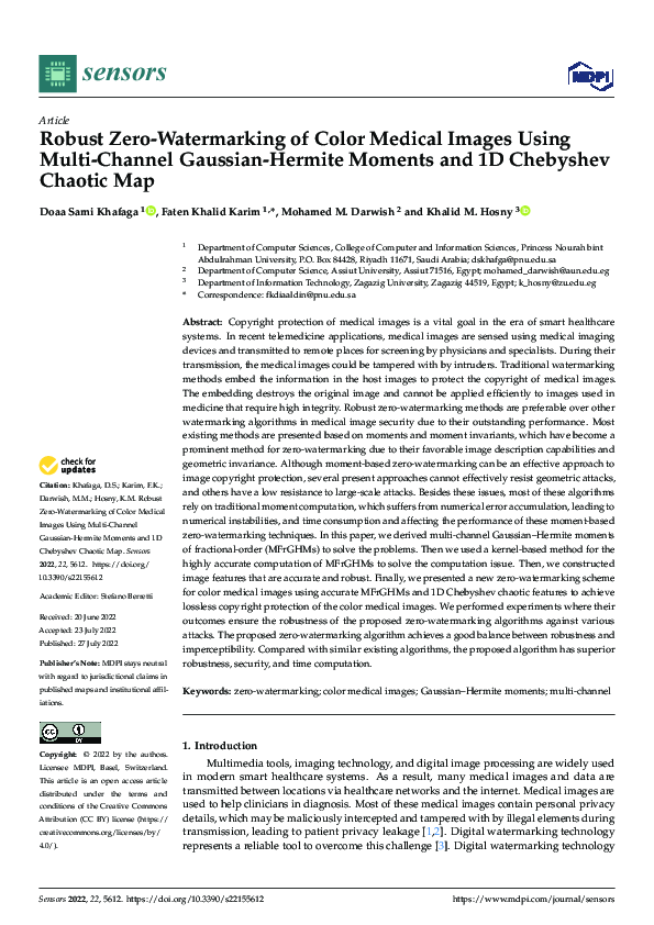 (PDF) Robust Zero-Watermarking of Color Medical Images Using Multi ...