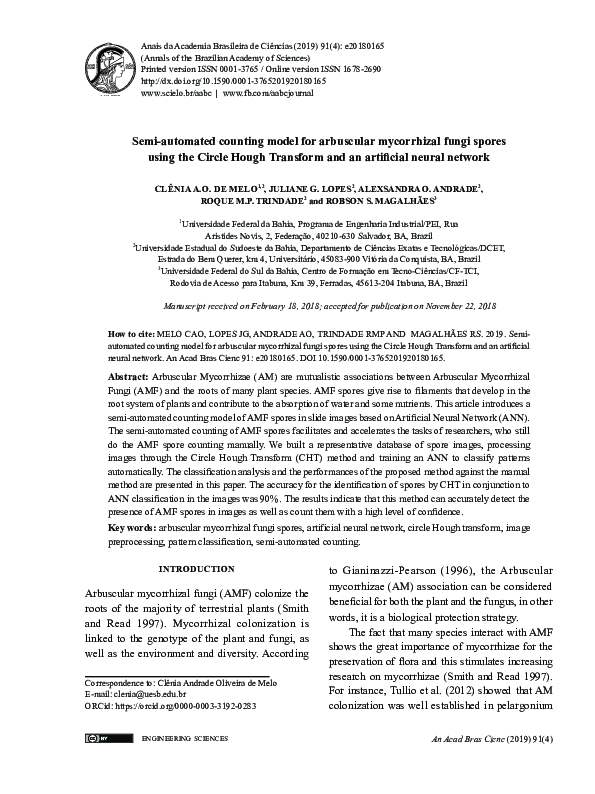 Pdf Semi Automated Counting Model For Arbuscular Mycorrhizal Fungi Spores Using The Circle