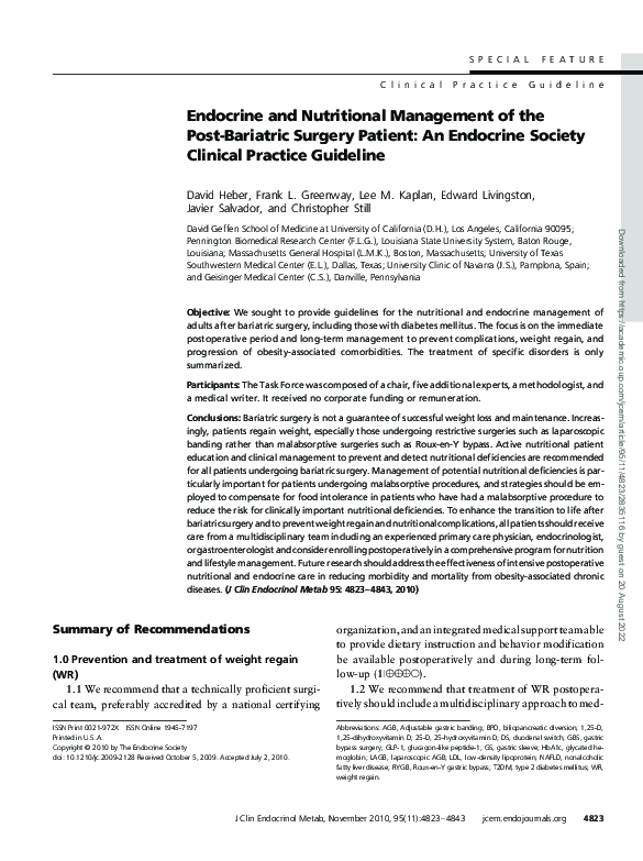 (PDF) Endocrine and Nutritional Management of the Post-Bariatric ...