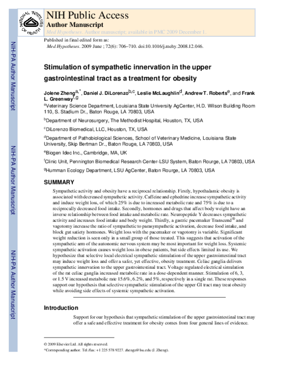 (PDF) Stimulation of sympathetic innervation in the upper ...