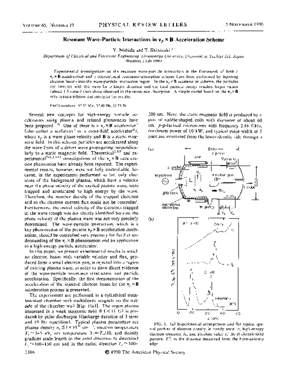 (PDF) Resonant wave-particle interactions invp×Bacceleration scheme ...