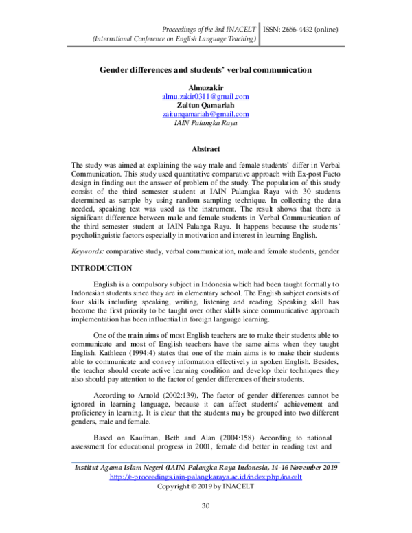 (PDF) Gender differences and students ’ verbal communication