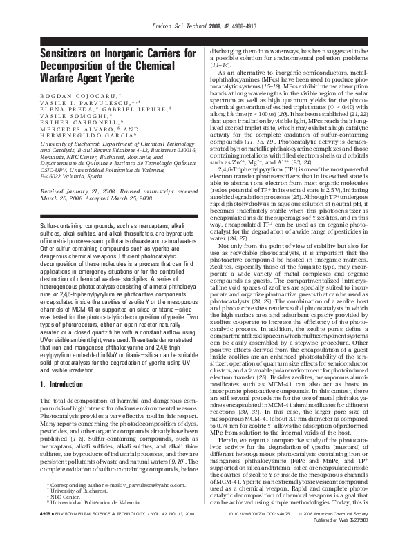 (PDF) Sensitizers on Inorganic Carriers for Decomposition of the ...