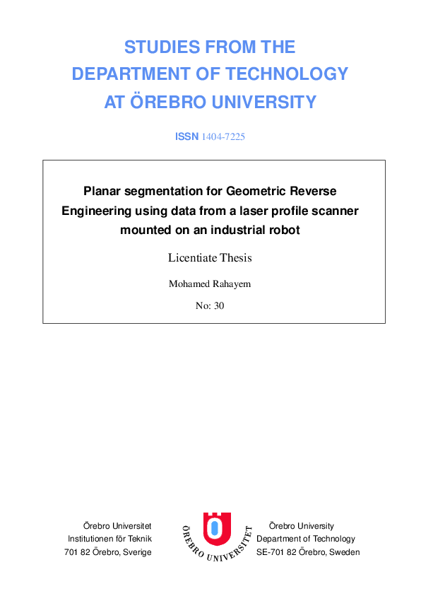 (PDF) Planar segmentation for Geometric Reverse Engineering using data from a laser profile ...