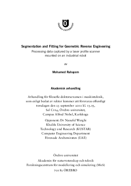 (PDF) Segmentation and fitting for geometric reverse engineering : processing data captured by a ...