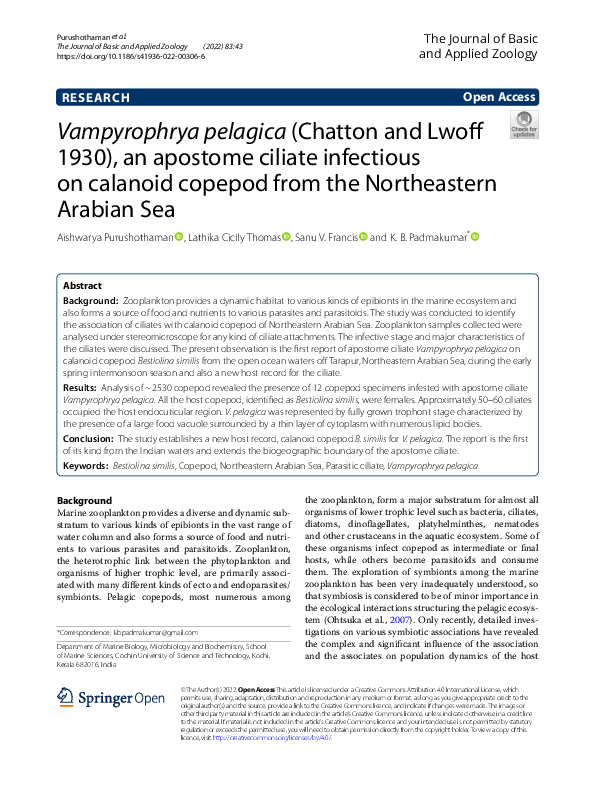 (PDF) Occurrence of epibiontic suctorian protozoans on marine Ostracod ...