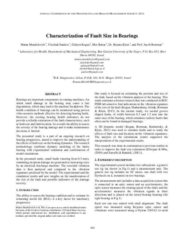 (PDF) Characterization of Fault Size in Bearings