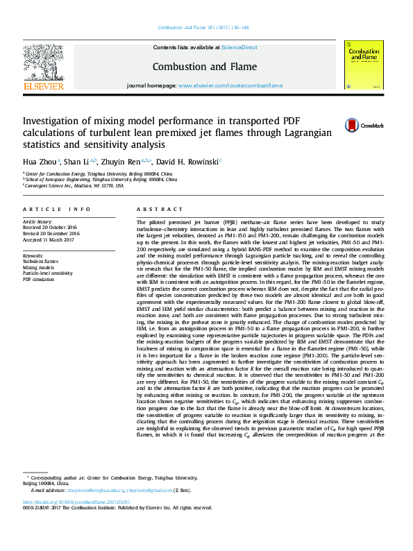 (PDF) Investigation of mixing model performance in transported PDF calculations of turbulent ...