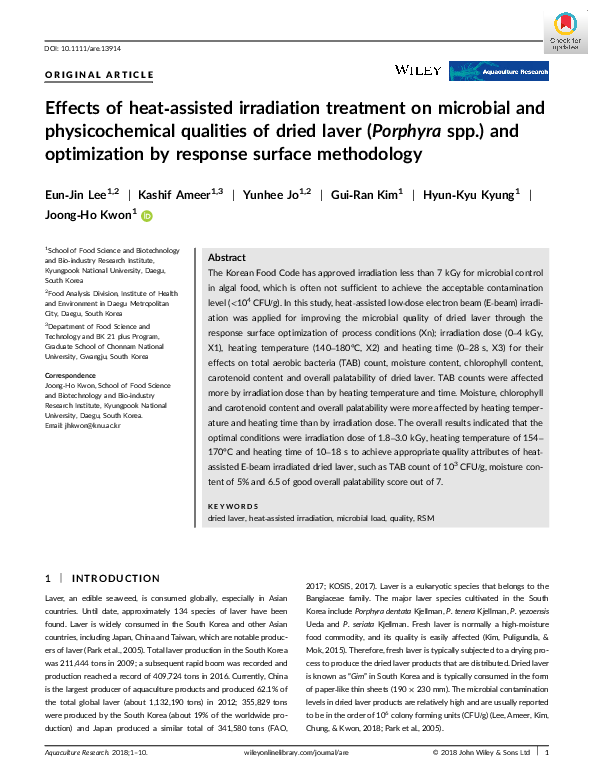(PDF) Effects of heat‐assisted irradiation treatment on microbial and ...