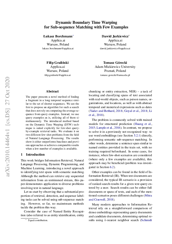 Pdf Dynamic Boundary Time Warping For Sub Sequence Matching With Few