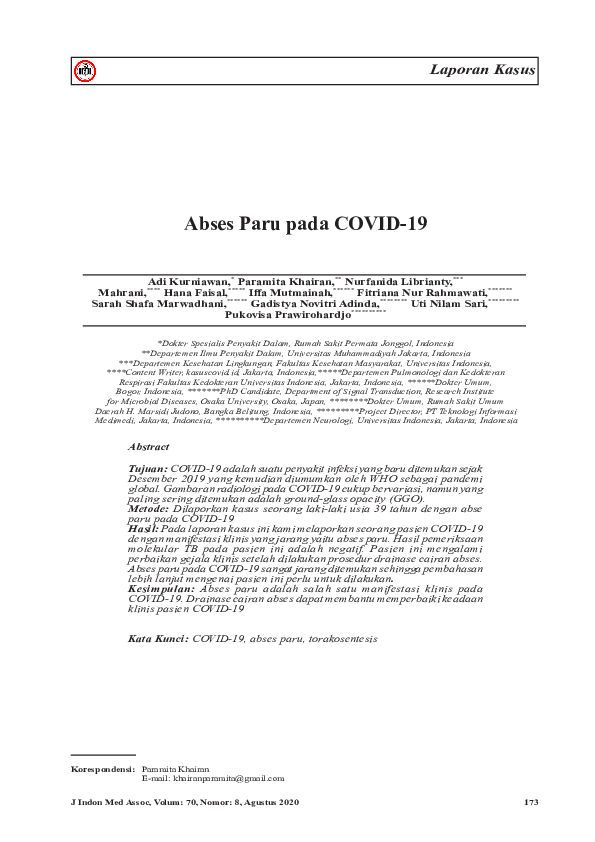 (PDF) Abses Paru pada COVID-19 | Adi Kurniawan - Academia.edu