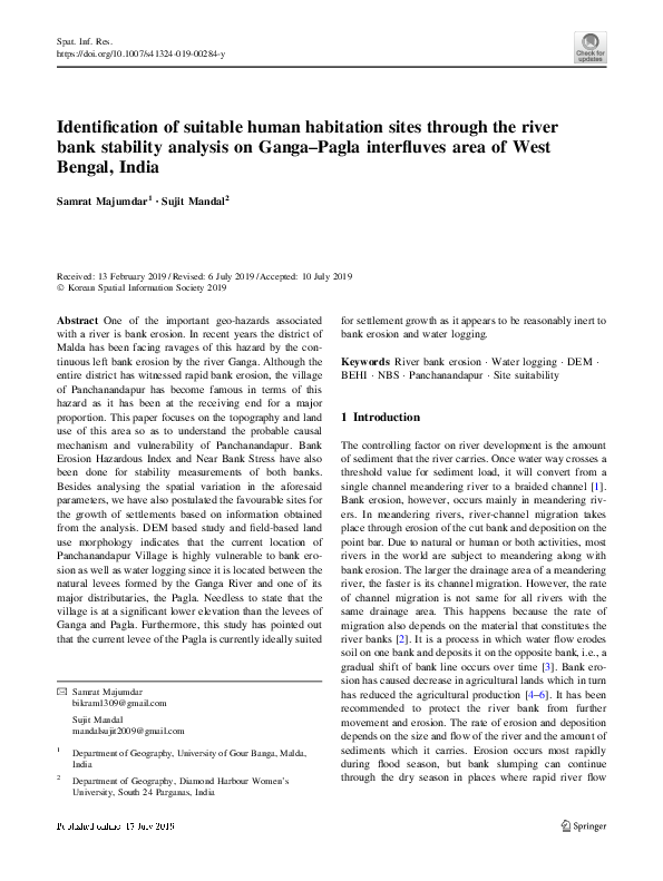 (PDF) Identification of suitable human habitation sites through the ...