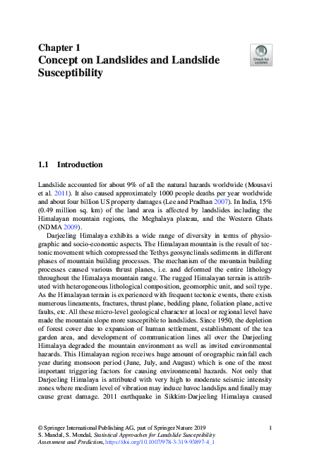 (PDF) Statistical Approaches for Landslide Susceptibility Assessment and Prediction