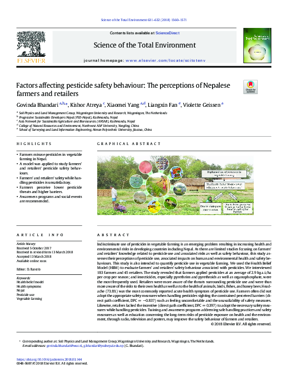 (PDF) Factors affecting pesticide safety behaviour: The perceptions of ...