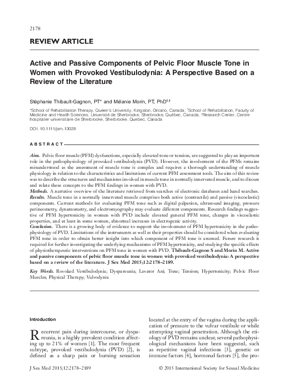 (PDF) Active and Passive Components of Pelvic Floor Muscle Tone in ...
