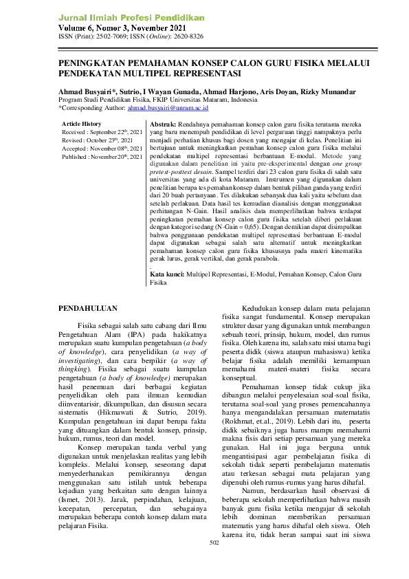 (PDF) Peningkatan Pemahaman Konsep Calon Guru Fisika melalui Pendekatan ...