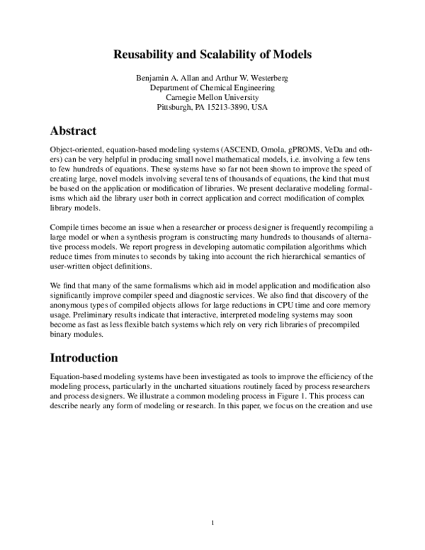 (PDF) Reusability and Scalability of Models