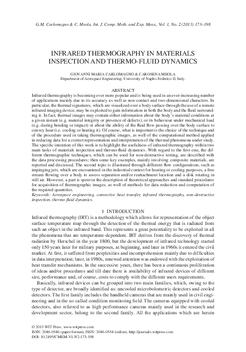 (PDF) Infrared thermography in materials inspection and thermo-fluid dynamics