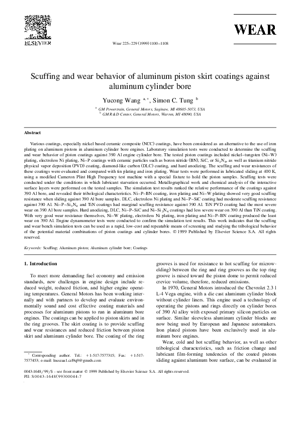(PDF) Scuffing and wear behavior of aluminum piston skirt coatings ...