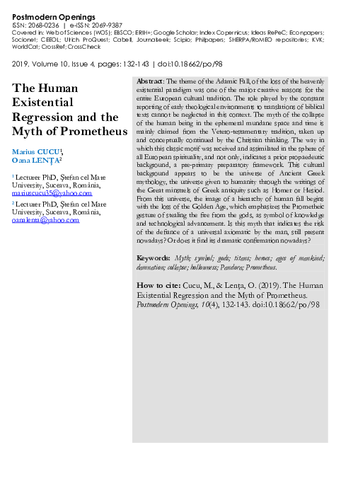 (PDF) The Human Existential Regression and the Myth of Prometheus