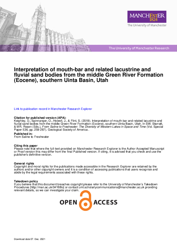 (PDF) Interpretation of mouth-bar and related lacustrine and fluvial ...