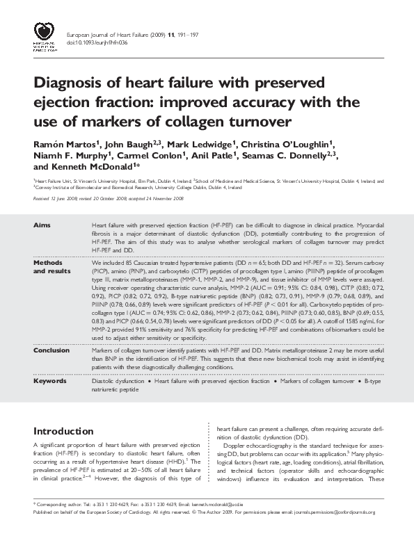 (PDF) Diagnosis of heart failure with preserved ejection fraction ...