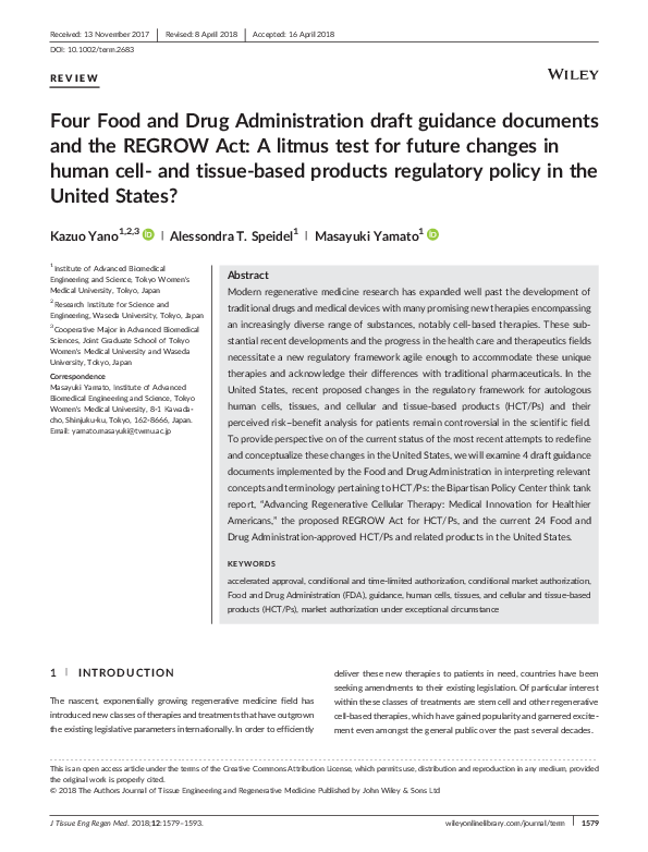 (PDF) Four Food and Drug Administration draft guidance documents and ...