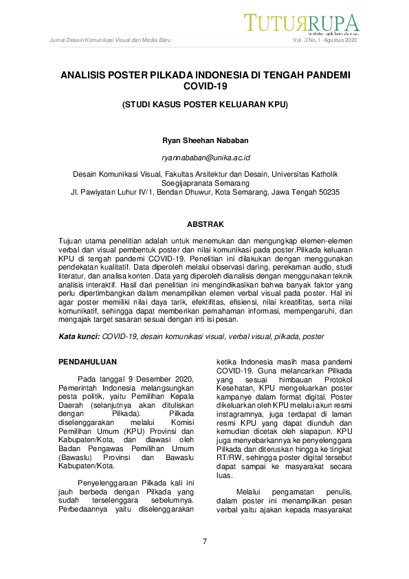 (PDF) Analisis Poster Pilkada Indonesia Di Tengah Pandemi Covid-19