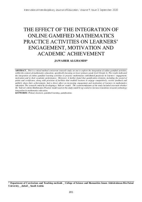 (PDF) The Effect Of The Integration Of Online Gamified Mathematics Practice Activities On ...