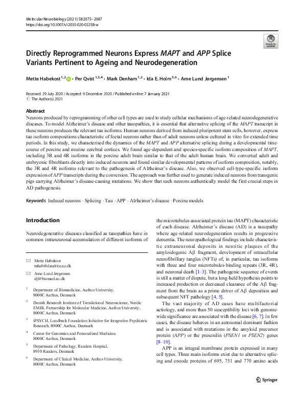 (PDF) Directly Reprogrammed Neurons Express MAPT and APP Splice ...